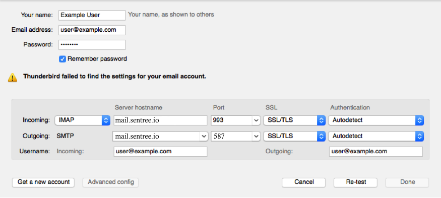 Thunderbird Email Setup - Sentree